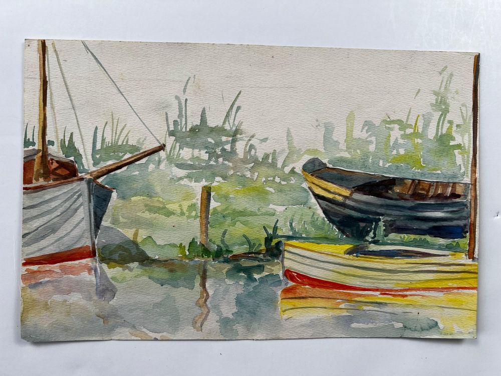 Hafenszene Aquarell | Kaufen auf Ricardo