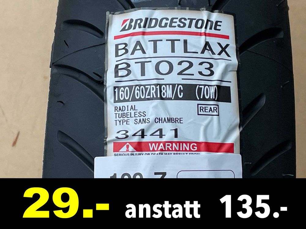 🔵 160/ 60 ZR18, BRIDGESTONE /199z (Neu und originalverpackt) in Zürich für CHF 29 – nur Abholung ...