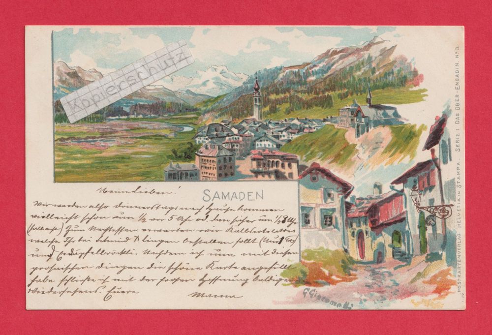 Samaden (GR) Samedan Original Litho "Giovanni Giacometti" (Gebraucht ...