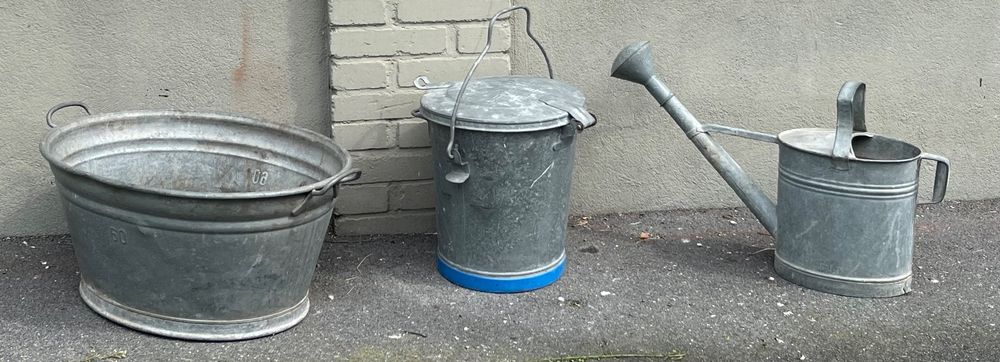 3x Vintage Gießkanne mit Wanne und Ochsner Kübel | Kaufen auf Ricardo