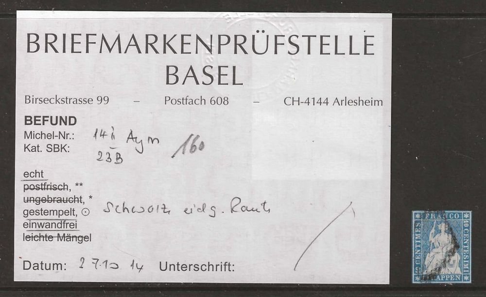 Strubel Nr. 23B mit Befund - KP 260.- | Kaufen auf Ricardo