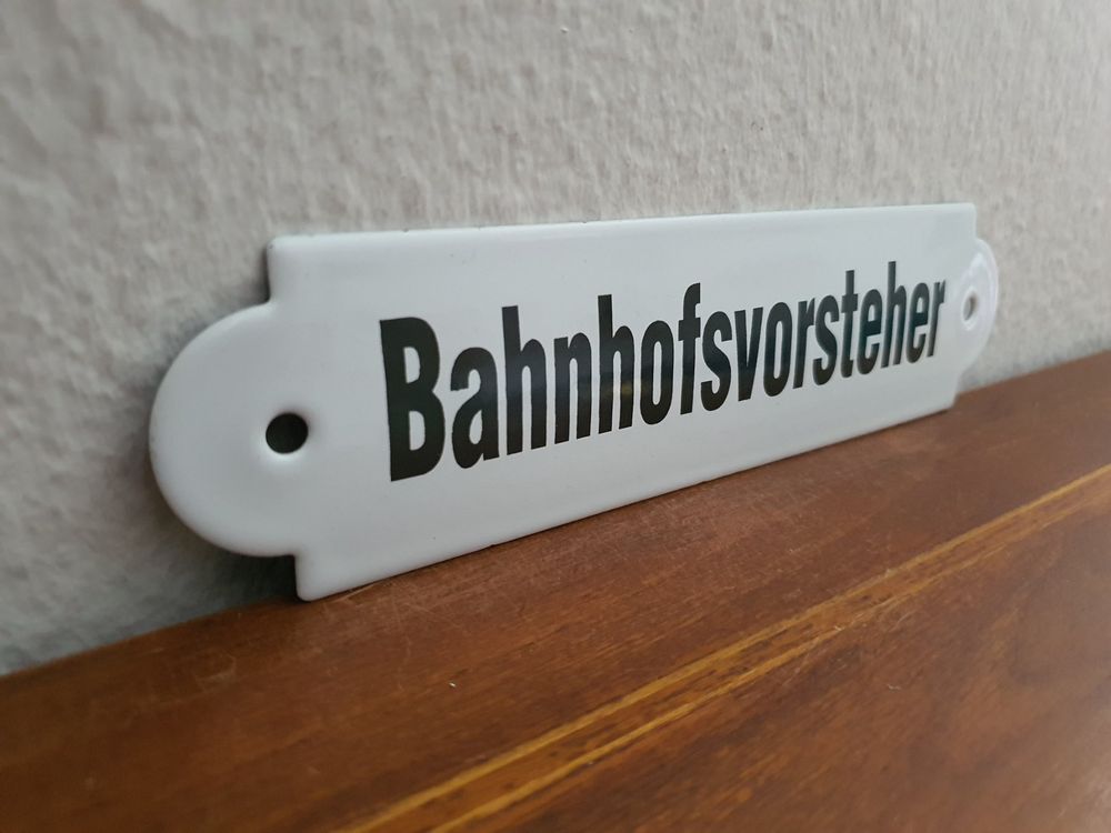 Emailschild Bahnhofsvorsteher Zug Bahn Tram Emaille Schild (Neu (gemäss Beschreibung)) in ...