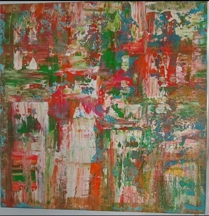 Gemälde, farbenfroh, Unikat von mir selbstgemalt 50×50 (Gebraucht) in Riehen für CHF 30 – mit ...