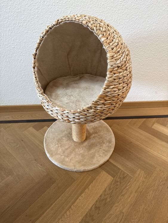 Katzenhöhle Katzenkorb Rattanoptik Katzenbaum Kratzbaum beig (Gebraucht ...