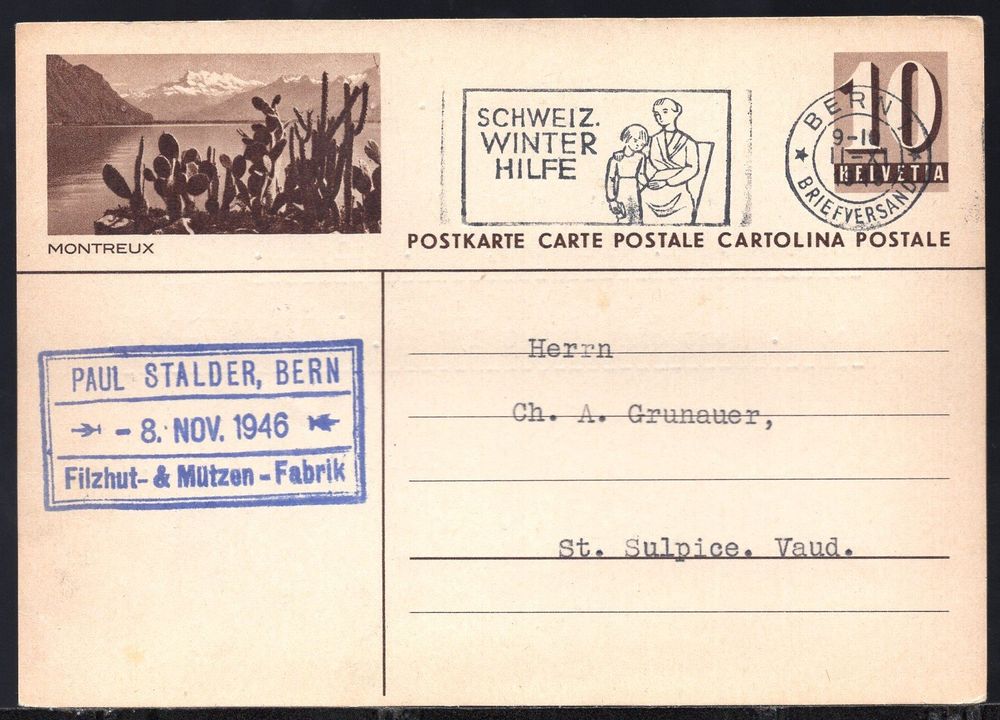 MONTREX 163 Bild 0175 Firmenstempel: PAUL STADLER BERN (Gebraucht) in Aarau für CHF 3 – mit ...