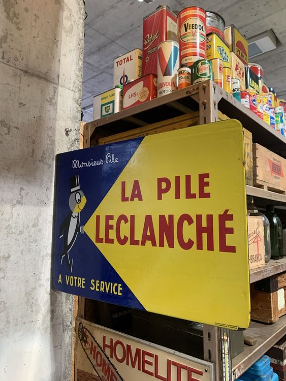 Emailschild La Pile Leclanché (Werbung, Vintage, Original) | Kaufen auf ...