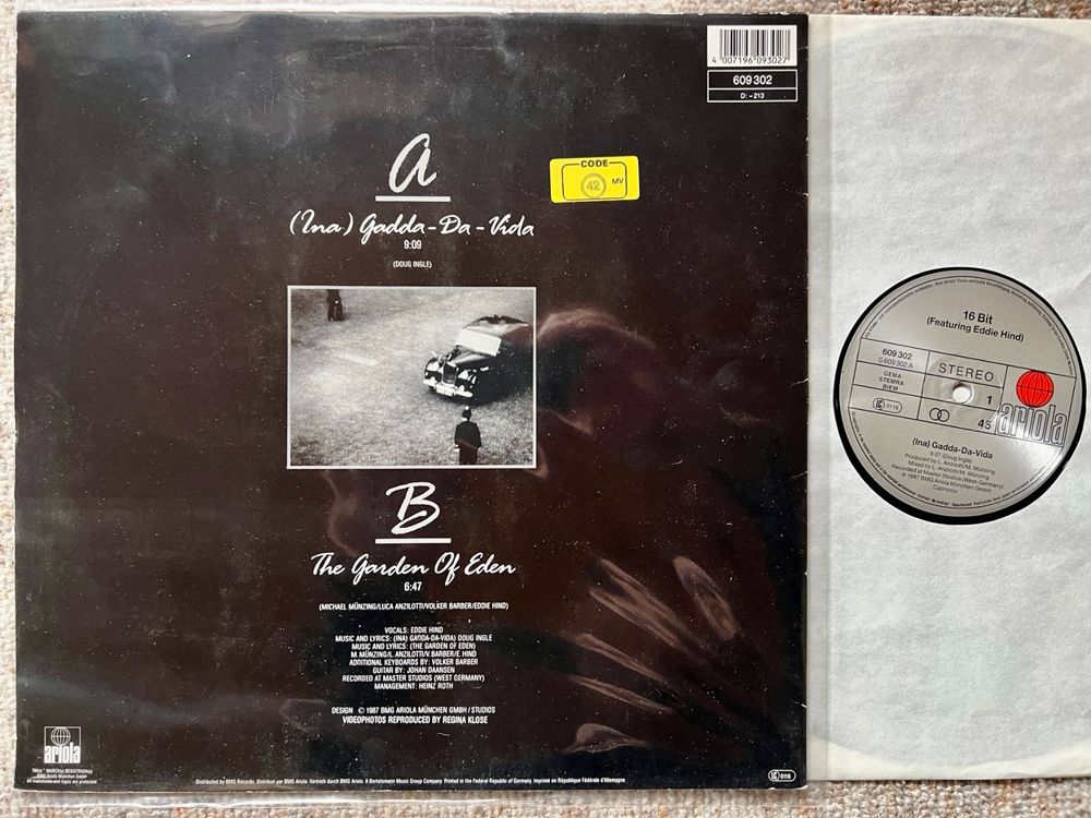 16 Bit Featuring Eddie Hind – (Ina) Gadda-Da-Vida - Maxi '87 (Gebraucht ...