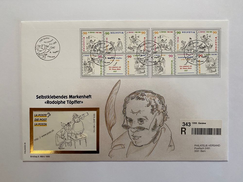 FDC Grossbrief Rodolphe Töpffer aus MH 1999 ET (Neu (gemäss Beschreibung)) in Kirchenthurnen für ...