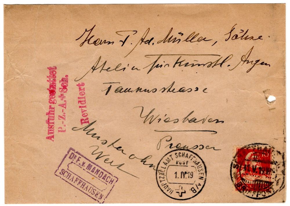 10 Rp. Tell auf Muster ohne Wert - HAUPTZOLLAMT SCHAFFHAUSEN (Gebraucht ...