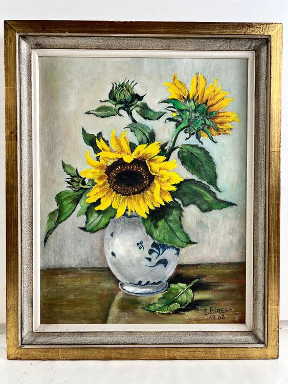 Alte Sonnenblumen mit Vase Gemälde Signiert. (Gebraucht) in Neuhausen am Rheinfall für CHF 15 ...