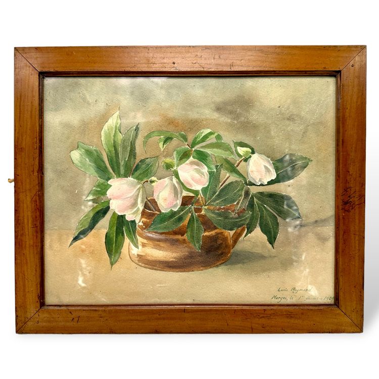 LUCIE REYMOND 1909 aquarelle nature morte fleurs de magnolia | Kaufen auf Ricardo