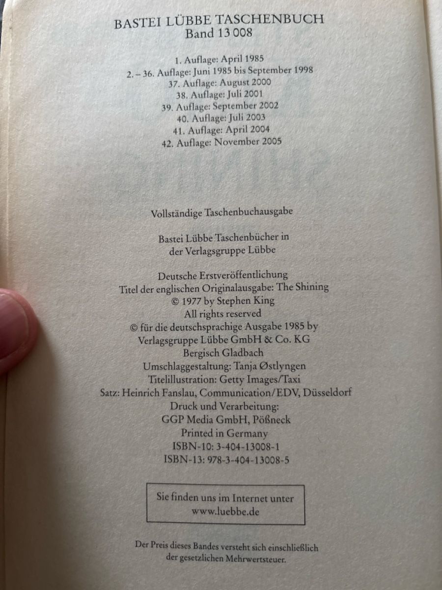 Stephen King - Shining (Taschenbuch, Thriller) (Gebraucht) in Riniken ...