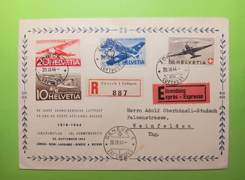Seltener historischer Umschlag Schweizer Luftpost 1944 (Gebraucht) in Holderbank AG für CHF 9 ...