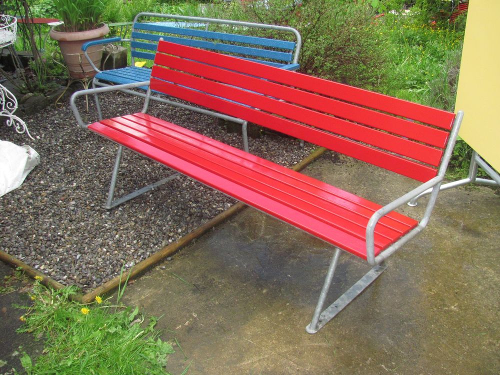 Gartenbank, restauriert, 184cm, NEUES HOLZ, schwer + stabil | Kaufen auf Ricardo