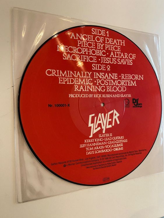 Slayer – Reign In Blood - ORIGINAL PICTURE DISC 1986 !!!!!!! (Neu ...