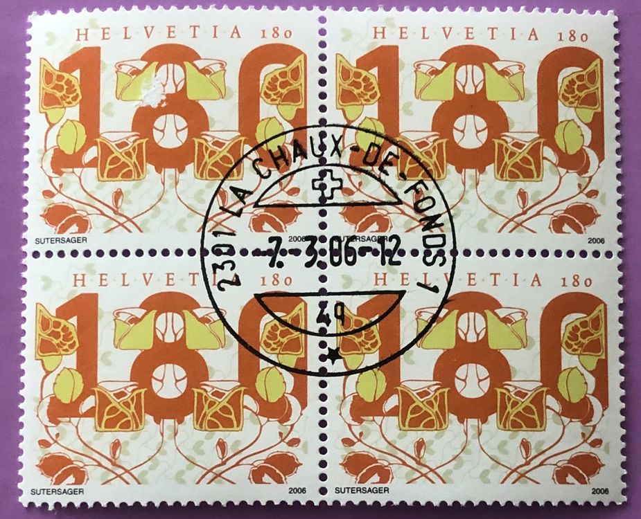 4 er Block Nr.1191 mit VollStempel (Gebraucht) in Aarau für CHF 0.6 ...