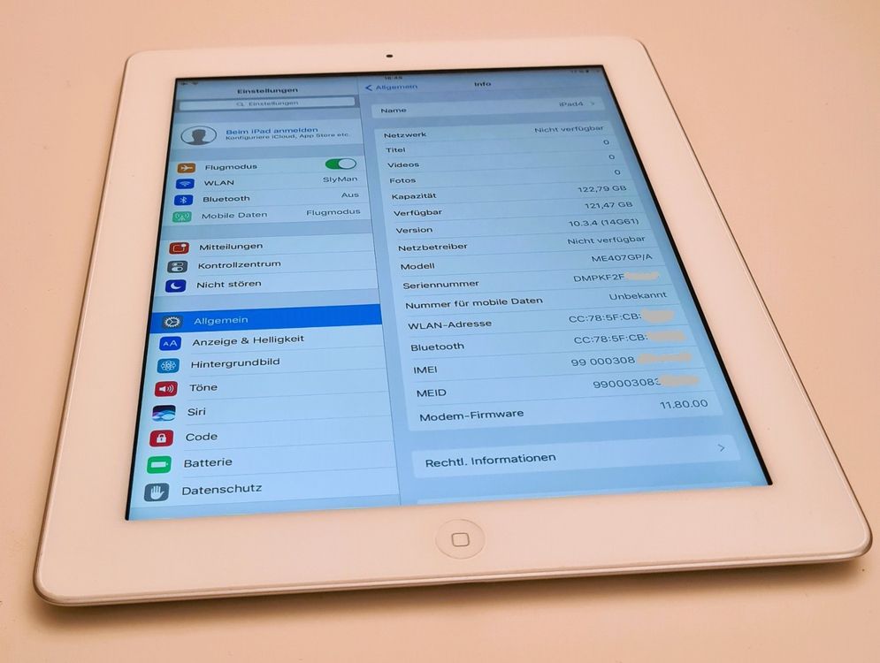 iPad 4. Gen. 128 GB, Retina, Model A1460 - Wi-Fi + Cellular | Kaufen ...