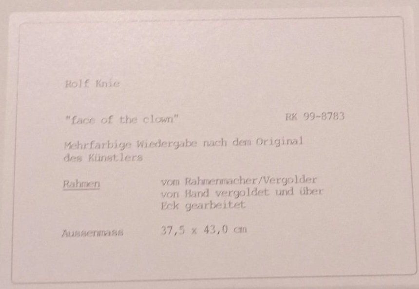 Rolf Knie Bild, Face of the Clown (Gebraucht) in Sirnach für CHF 40 ...