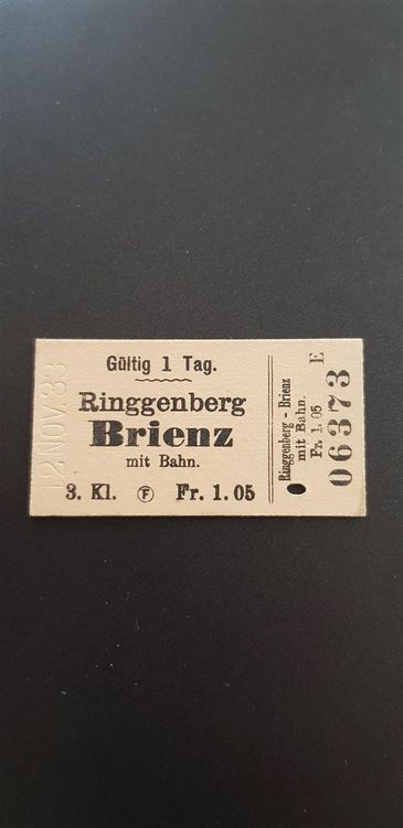 Billett Ringgenberg-Brienz 1933 (Gebraucht) in Birrwil für CHF 50 – mit Lieferung auf Ricardo kaufen