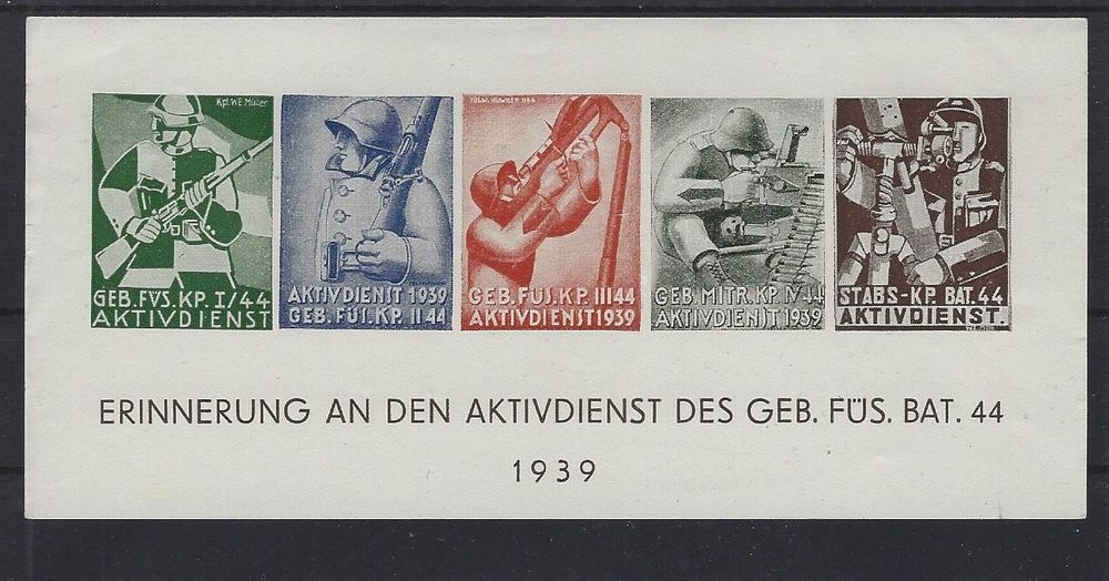 Stabs-Kp.Bat. 44 Bögli geschn. 60.00 Nr. 337a/6 postfrisch (Neu (gemäss ...