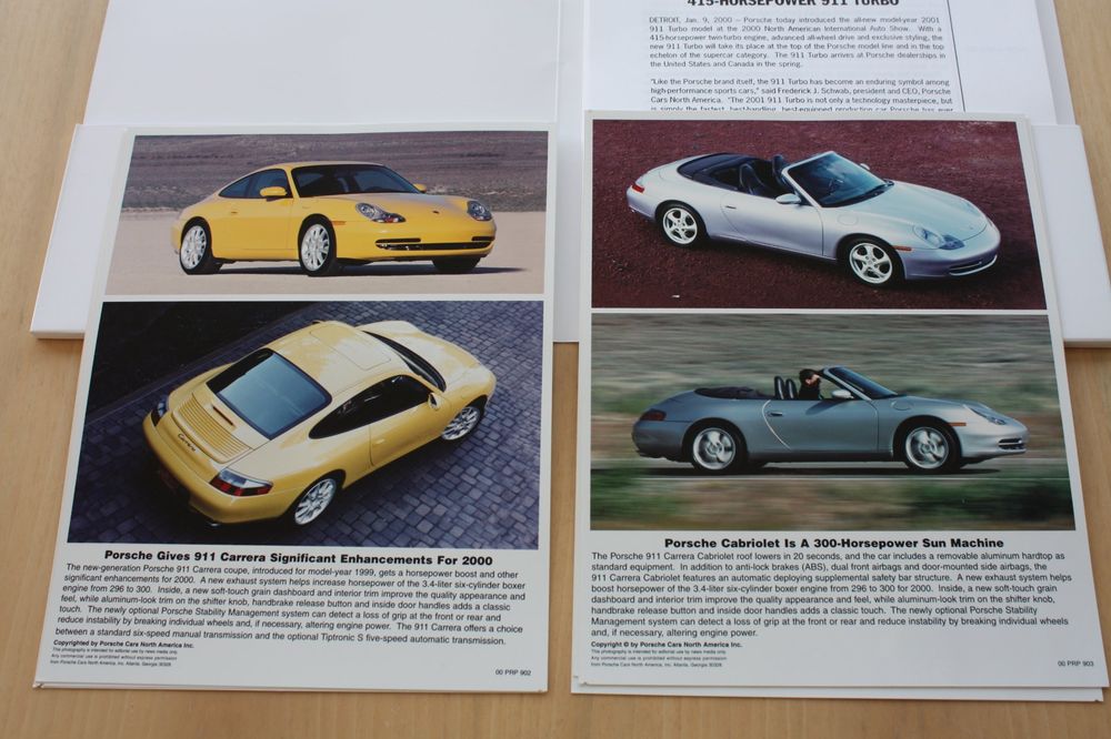 Porsche 911 Turbo & Boxster S Pressemappe/Fotos Detroit 2000 (Gebraucht ...