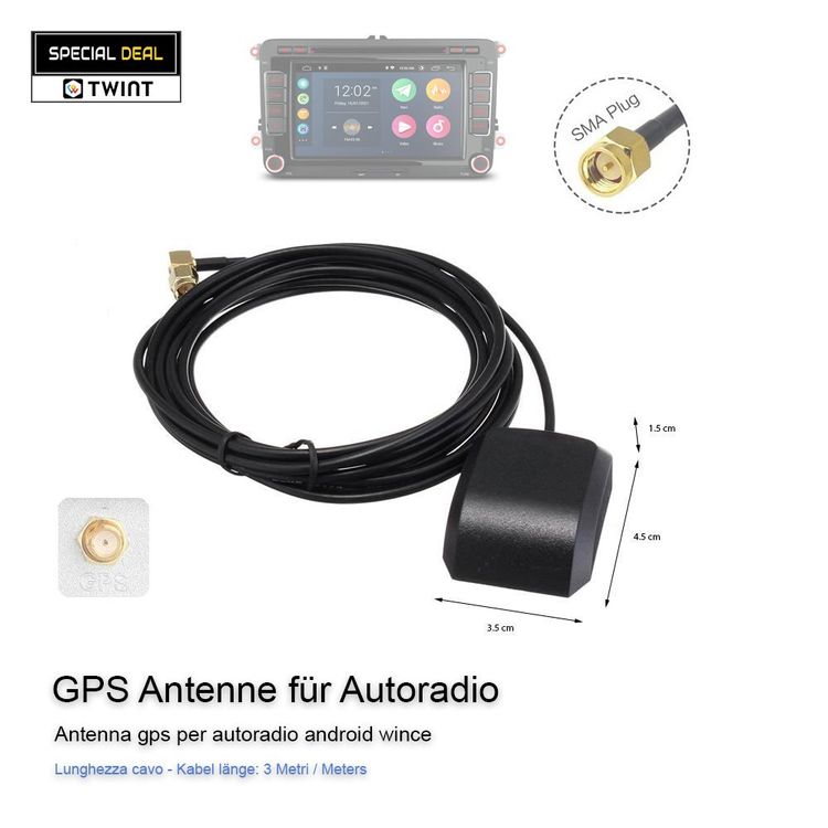 GPS Antenne Android Autoradio SMA Erisin Xtrons 1 DIN 2 DIN | Kaufen ...