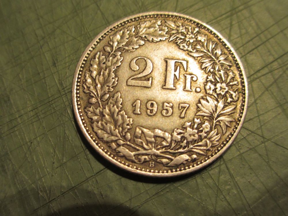 Silbermünze 2 Franken Helvetia 1957 (Gebraucht) in Herisau für CHF 6 – mit Lieferung auf Ricardo ...