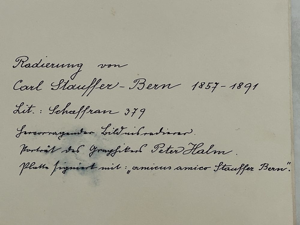 Peter Halm - Radierung von Carl Stauffer-Bern 1857 - 1891 (Gebraucht ...