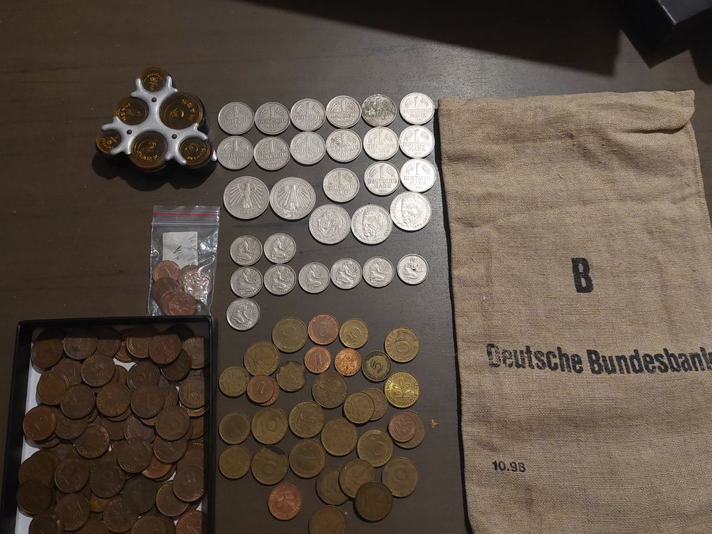 DM MÜNZEN VON 5 DM bis 1 Pfennig ,Münzspender,Geldsack (Gebraucht) in ...