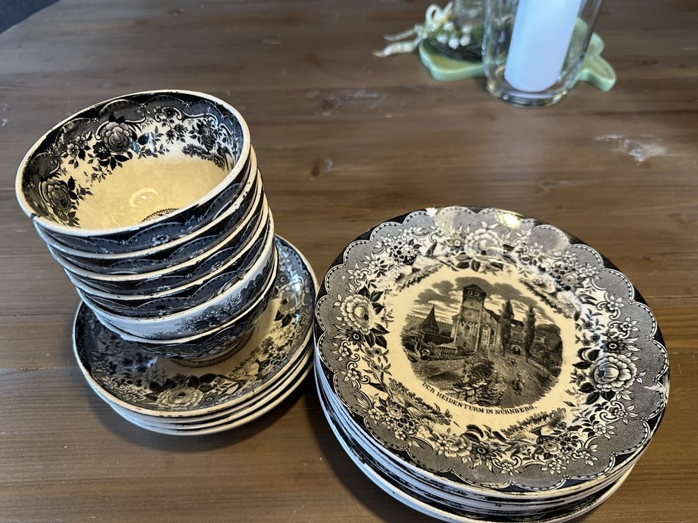 Villeroy et Boch antique black and white set ca. 1830-1850 | Kaufen auf Ricardo