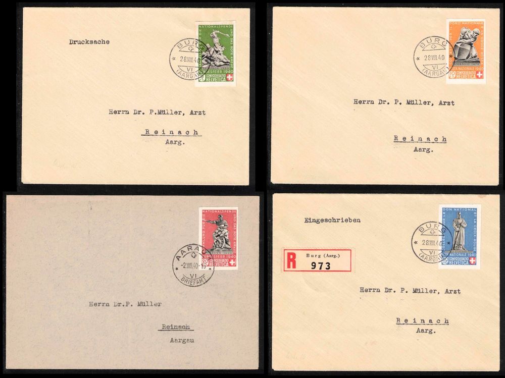 1940 Pro Patria Blockausschnitte auf 4 Briefen !! | Kaufen auf Ricardo
