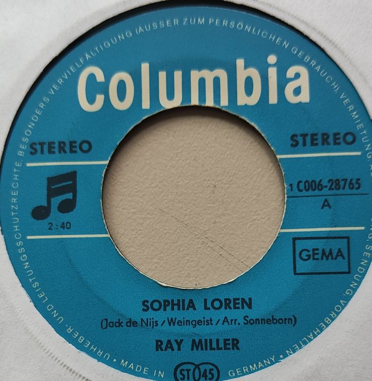 Vinyl-Single Ray Miller - Sophia Loren (Gebraucht) in Langenthal für ...