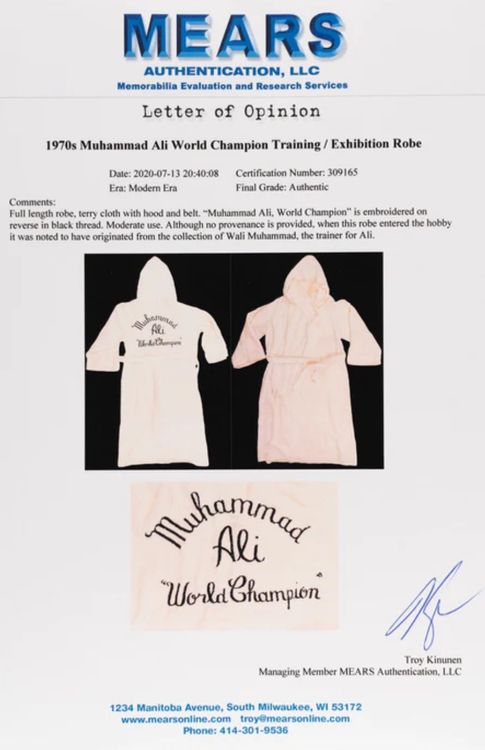 MUHAMMAD ALI 15/25 JERSEY FUSION WORN ROBE 1970s | Kaufen auf Ricardo