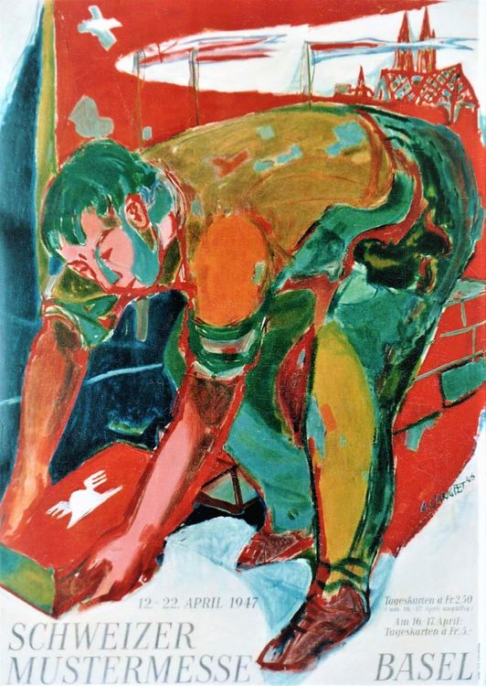 SCHWEIZER MUSTERMESSE BASEL 1947 - Original Plakat (Gebraucht) in Blonay für CHF 165 – mit ...