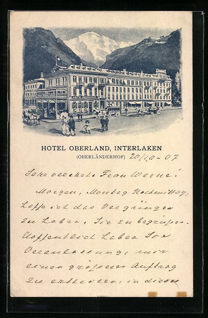 AK Interlaken, Am Hotel Oberland, 1907 | Kaufen auf Ricardo