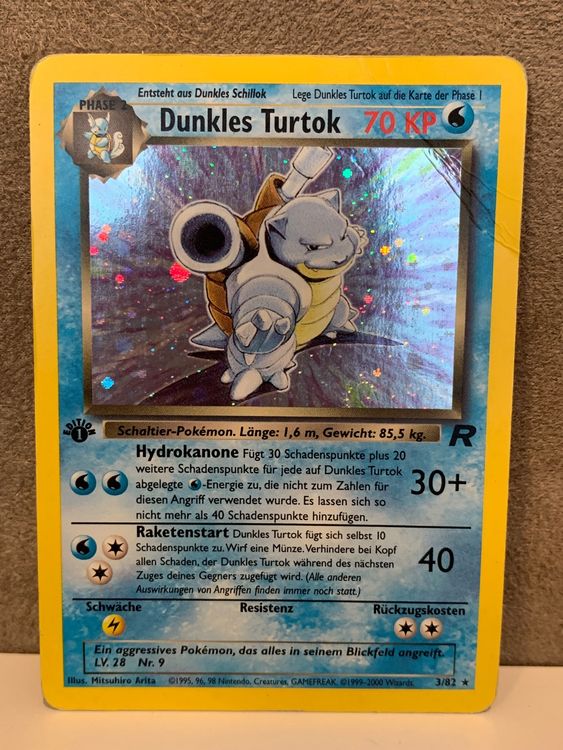 3/82 *1. Edition Dunkles Turtok Holo DE Pokemon Team Rocket (Gebraucht ...