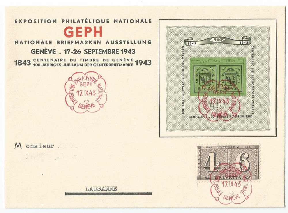 ** GENFER BLOCK W18 AUF UMSCHLAG - JAHR 1943 ** | Kaufen auf Ricardo