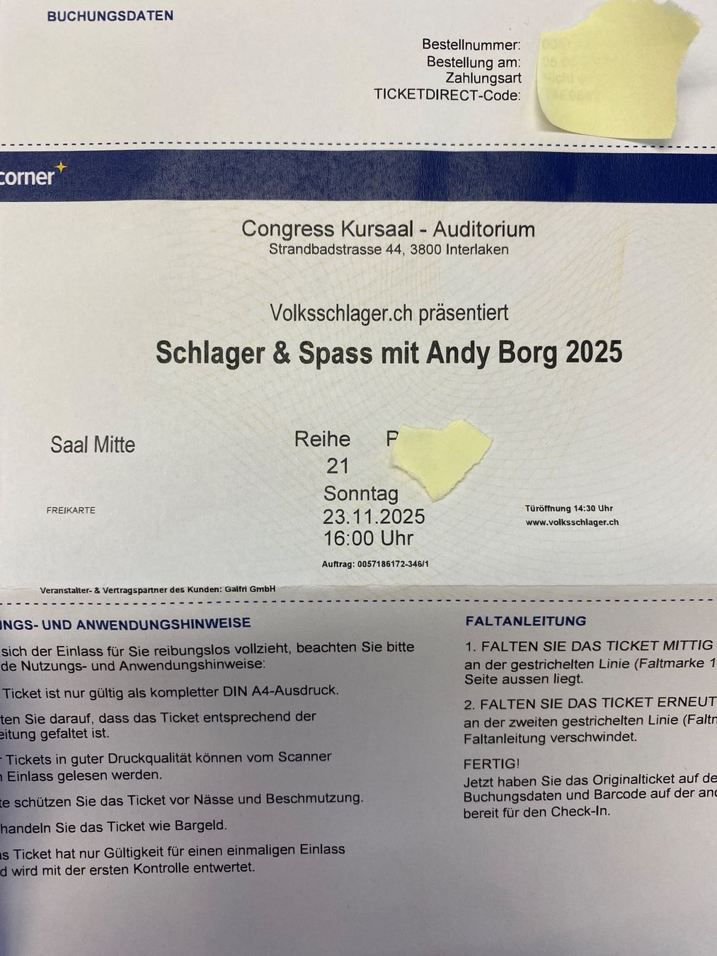 2 Tickets: Schlager & Spass mit Andy Borg, Interlaken (Neu und ...