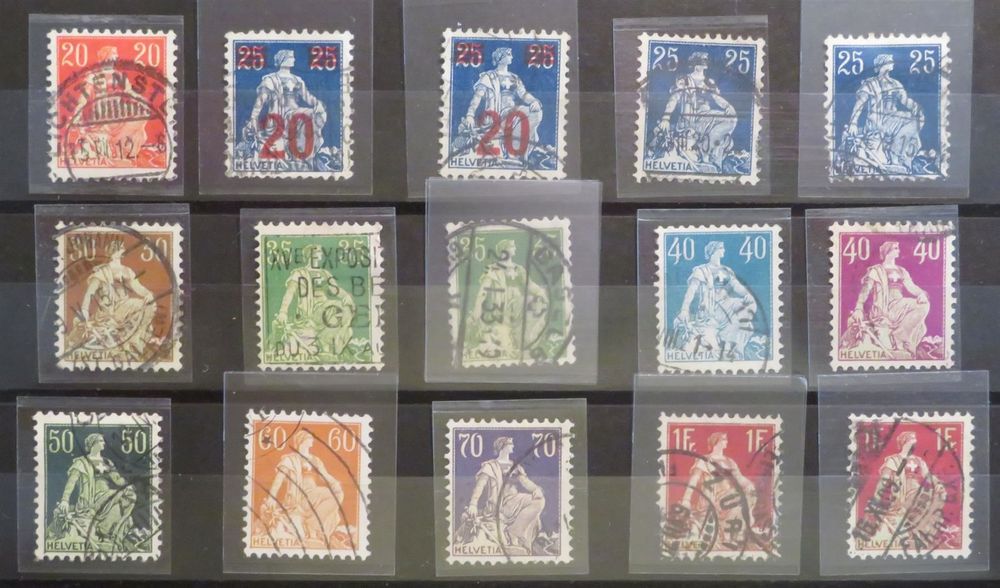 Briefmarken Schweiz 1908 Helvetia mit Schwert 15x gestempelt (Gebraucht) in Oberriet SG für CHF ...