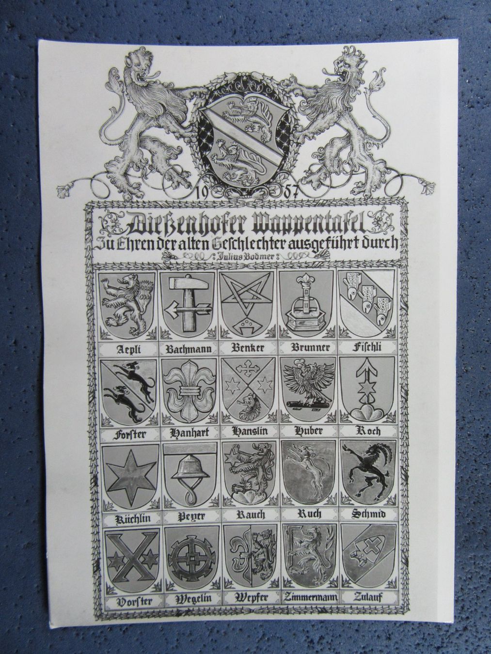 DIESSENHOFER WAPPEN-TAFEL 1957 AEPLI BIS ZULAUF TG AK (Gebraucht) in ...