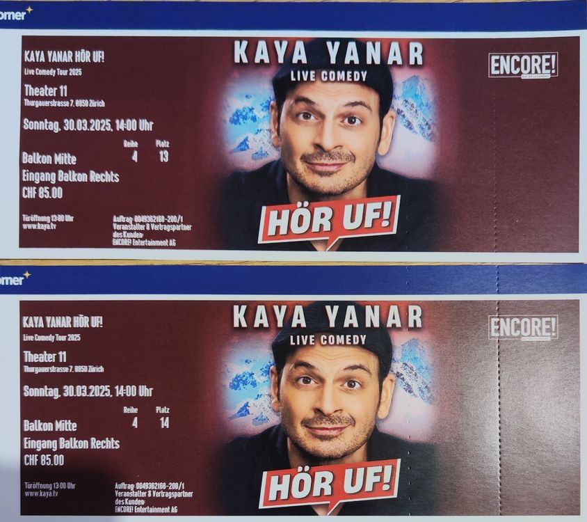 2 Tickets Kaya Yanar 30.03.2025 14.00 Uhr Theater 11 Zürich | Kaufen ...