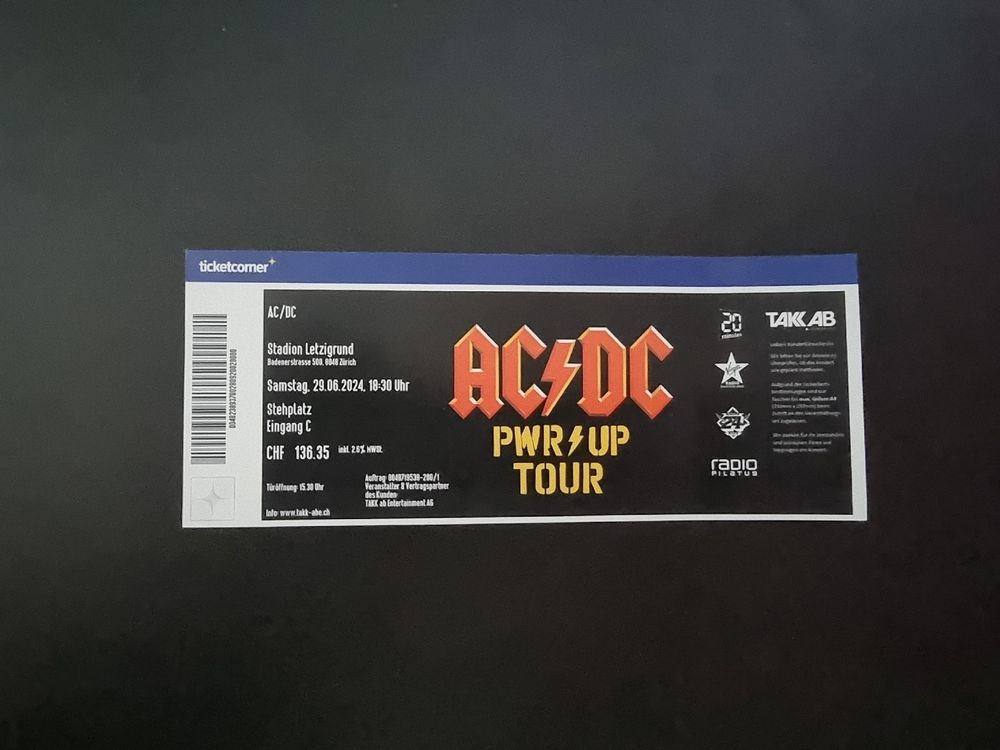 AC/DC Ticket Zürich (Neu (gemäss Beschreibung)) in Weiningen TG für CHF ...