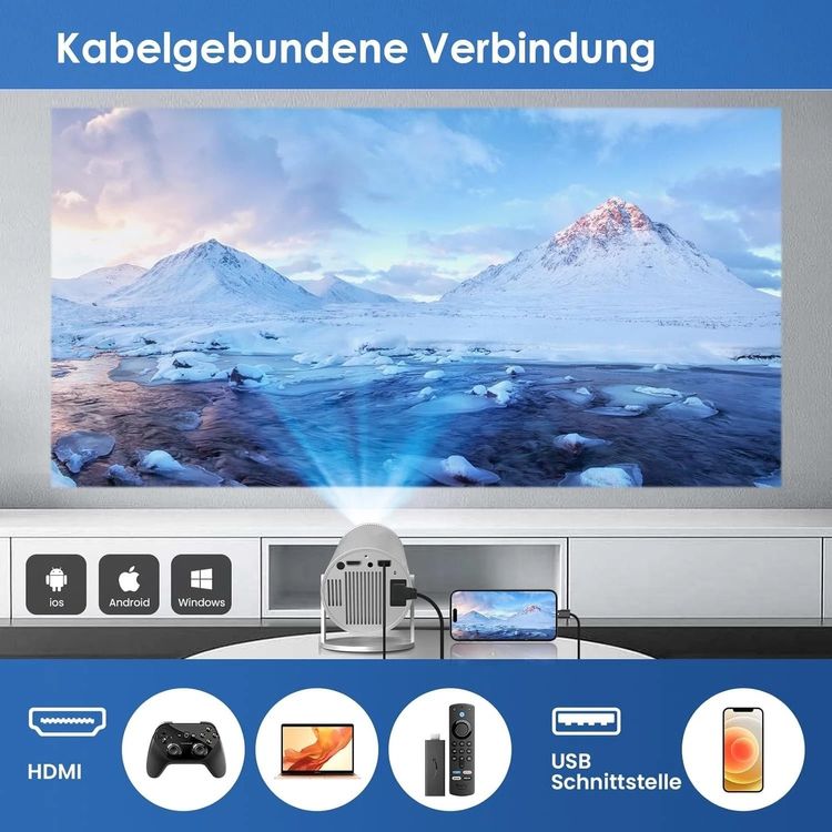 Smart Beamer 4K Full HD 180° Dreh Projector Videoprojektor (Neu (gemäss ...