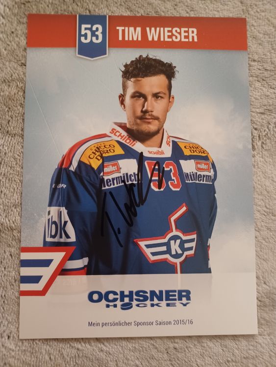 Tim Wieser #53 / EHC Kloten, orig. Autogrammkarte (Gebraucht) in Worben ...
