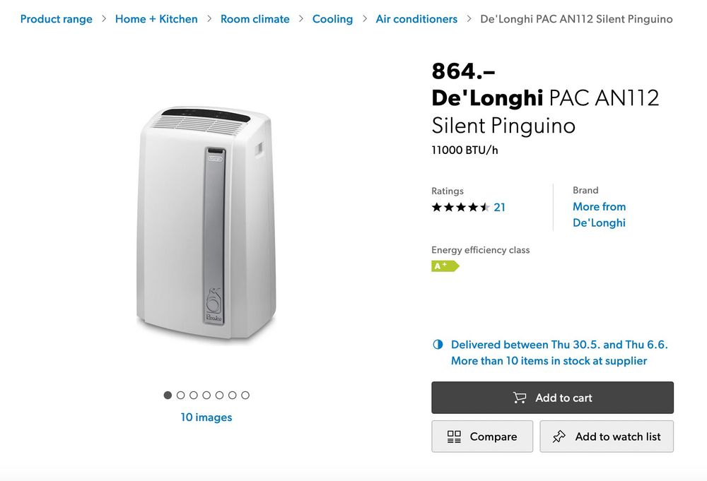 De'Longhi PAC AN112 Silent Pinguino (Gebraucht) in Zürich für CHF 300 ...