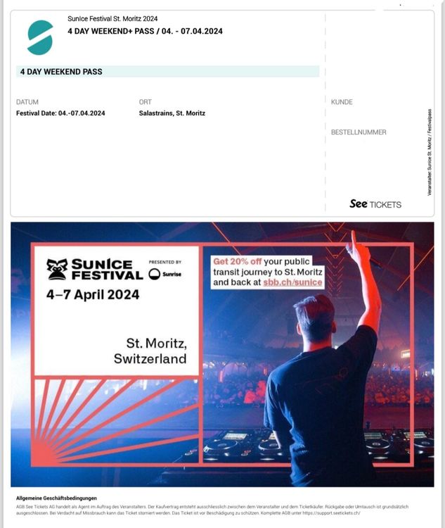 2x 4day Weekend+ Pass Sunice Festival | Kaufen auf Ricardo