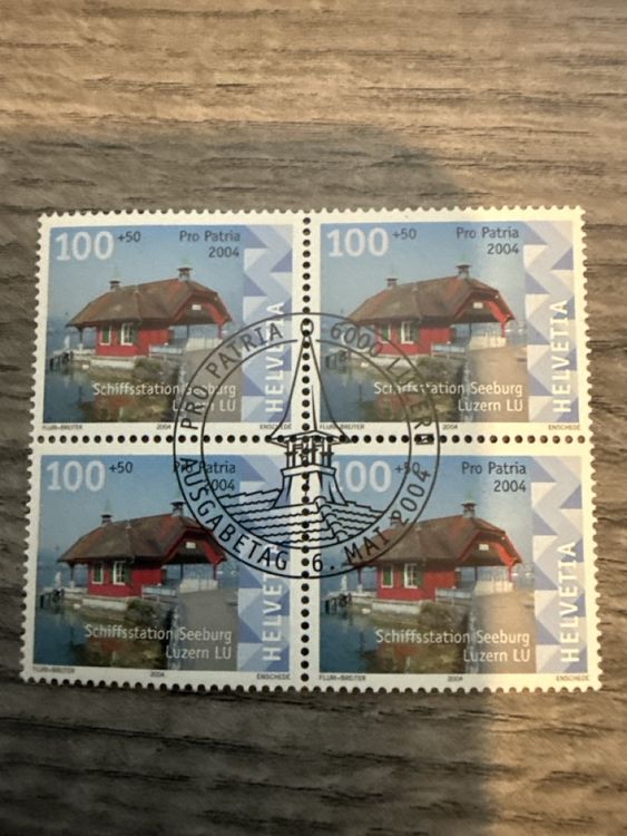 Pro Patria 2004: Viererblock Briefmarke Schiffstation LU 56 (Neu ...