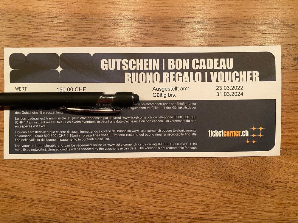 Ticketcorner Gutschein Wet 150.- (Gebraucht) in Münsingen für CHF 129 ...