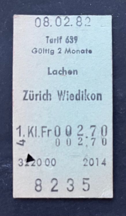 Lachen Zürich Wiedikon 1. Klasse / 1982 (Gebraucht) in Wabern für CHF 1.5 – mit Lieferung auf ...