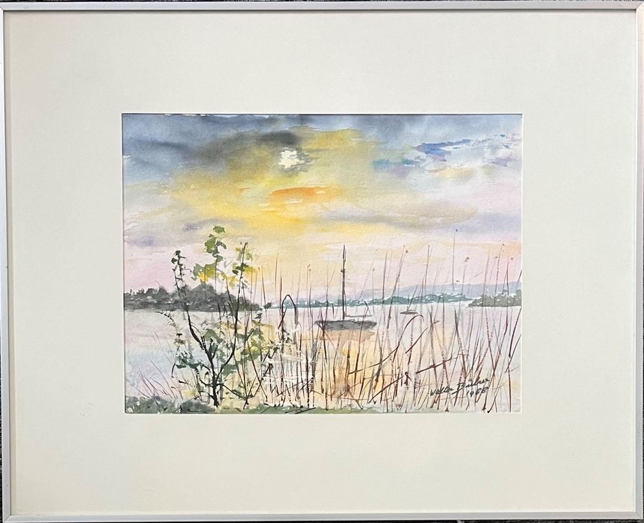 Walter Bührer - Seelandschaft Aquarell mit Booten | Kaufen auf Ricardo